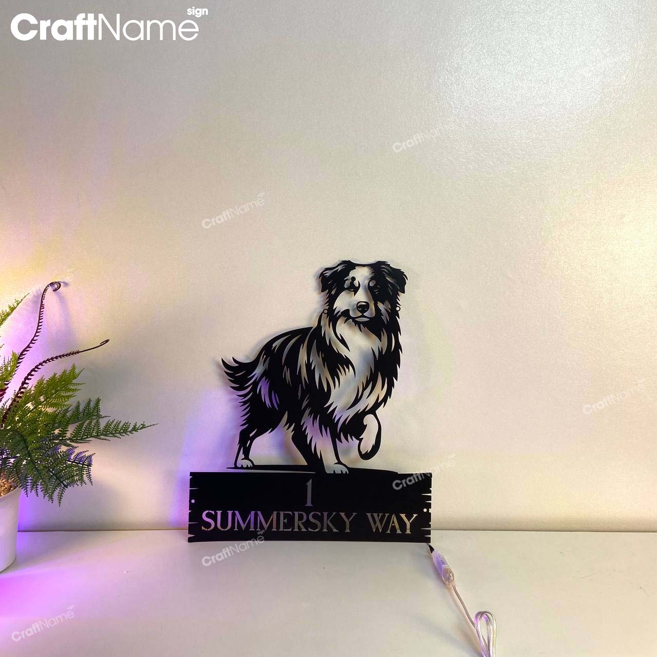 Personalized Australian Shepherd House Number - Craft Name Sign
