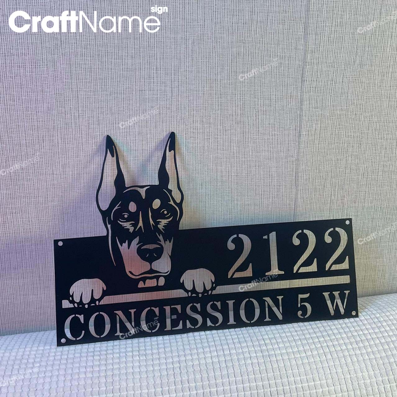 Personalized Doberman Dog Cute Puppy Metal Address Sign - Craft Name Sign