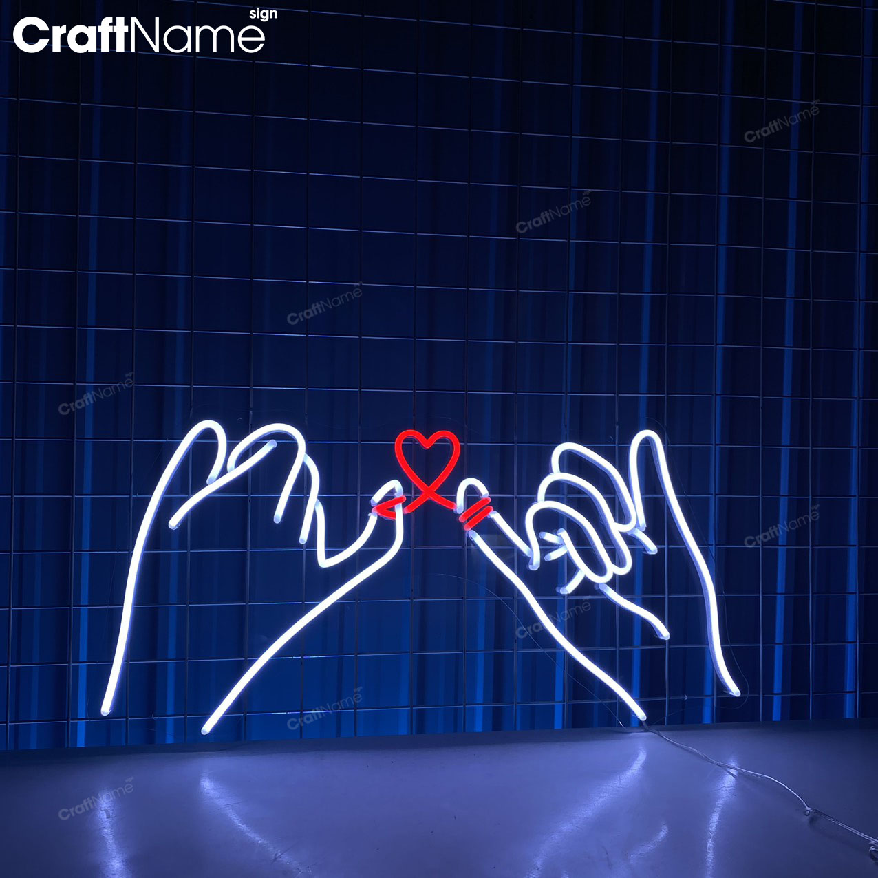 Couple Hand Red String of Fate Neon Sign - Craft Name Sign
