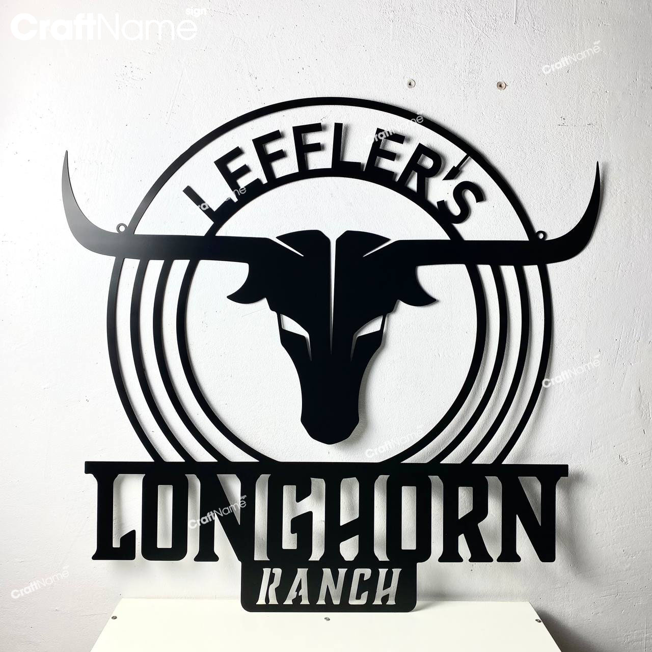 Custom Longhorn Ranch Outdoor Metal Sign Hanging - Craft Name Sign