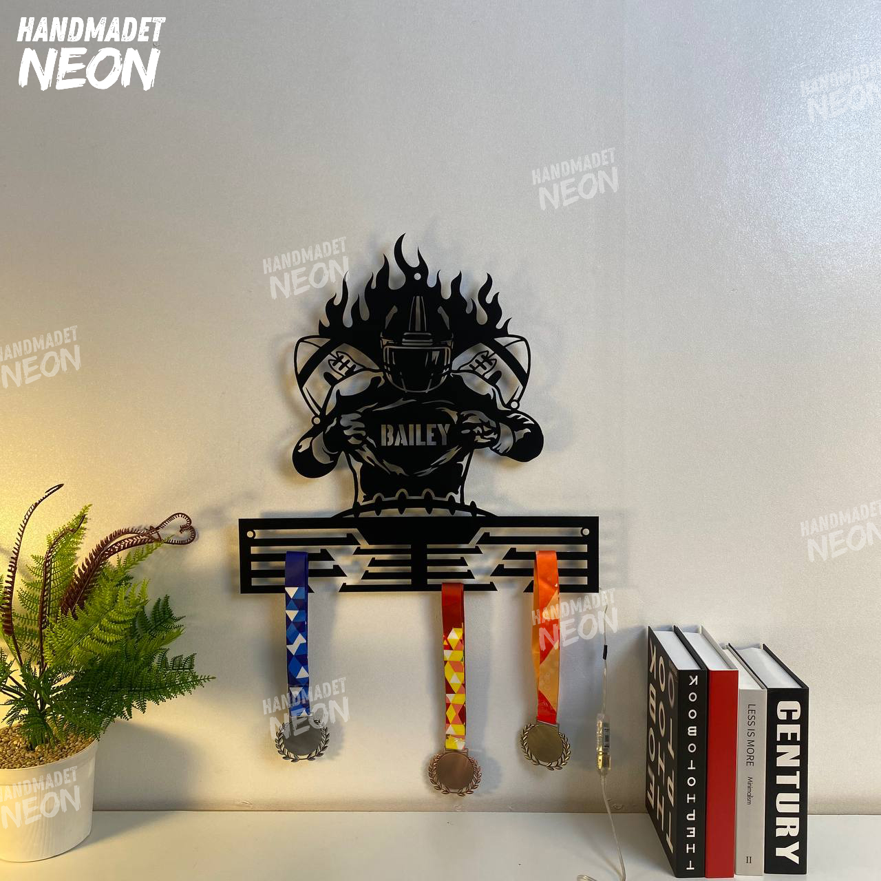 Custom Football Player Name Medal Hanger – HandmadeT Neon Sign