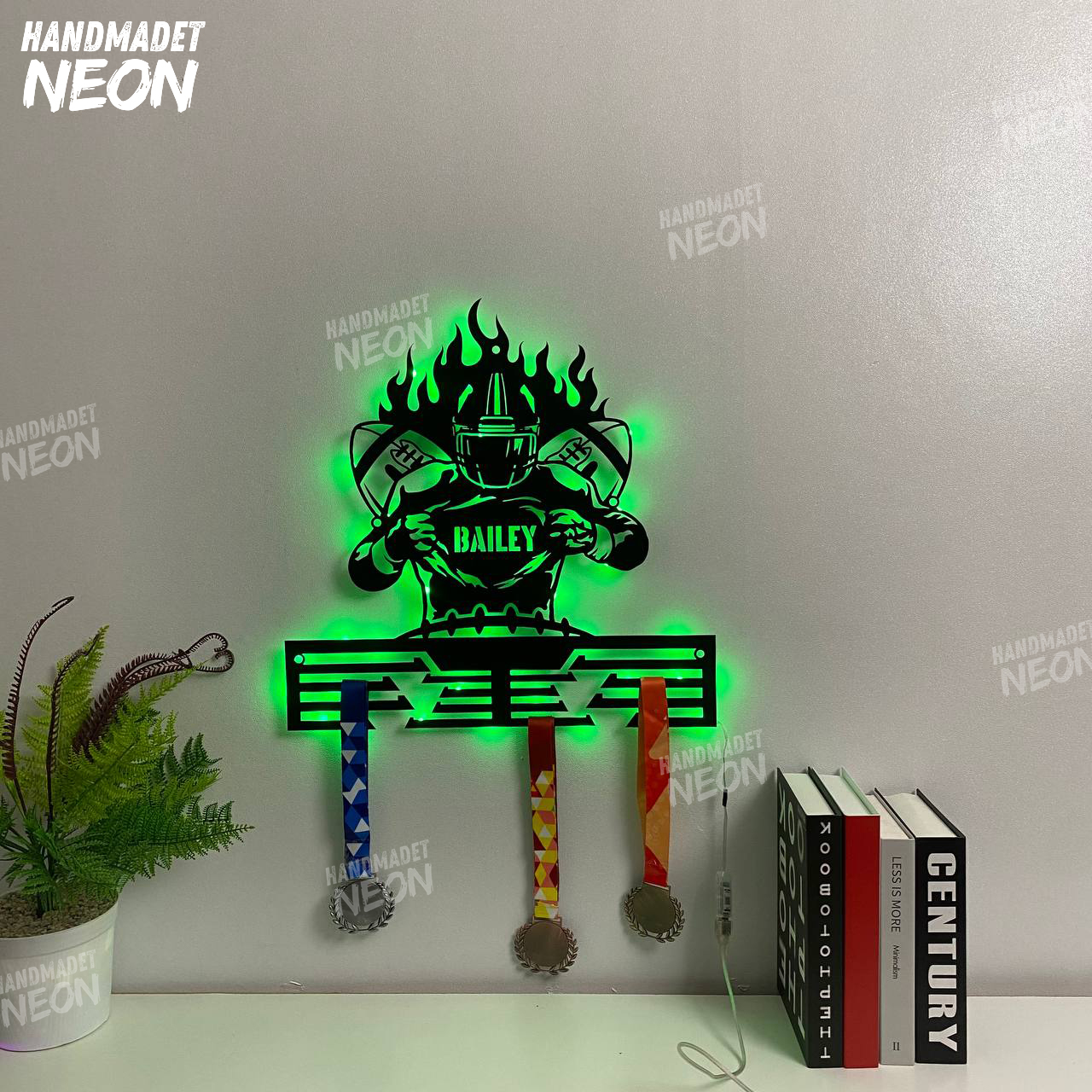 Custom Football Player Name Medal Hanger – HandmadeT Neon Sign