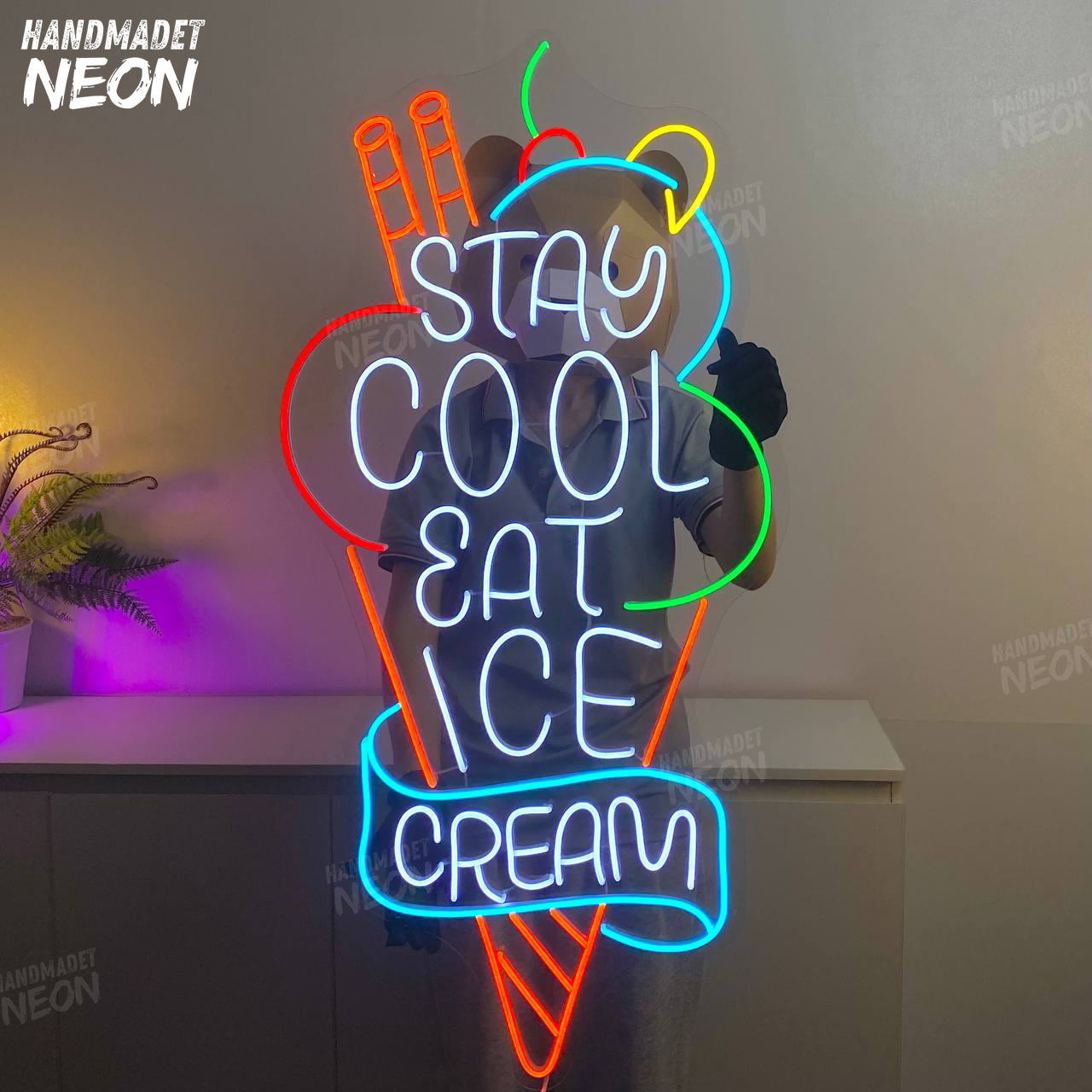 Stay Cool Eat Ice Cream Neon Light – HandmadeT Neon Sign