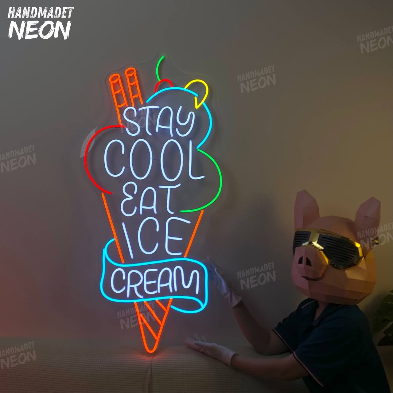 Stay Cool Eat Ice Cream Neon Light – HandmadeT Neon Sign
